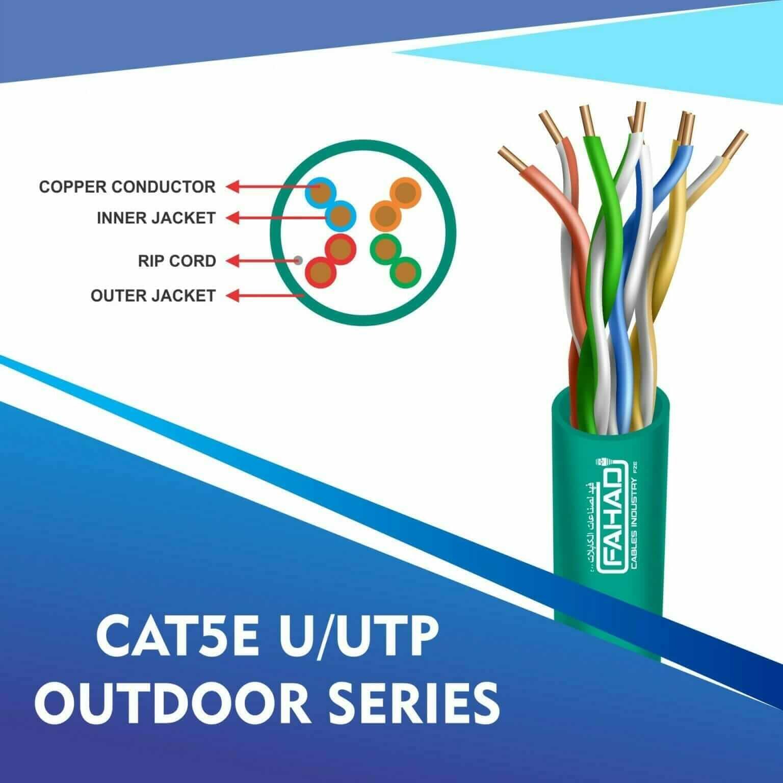 best outdoor cat5e u/utp Black cable 305m Box - Fahad Cables
