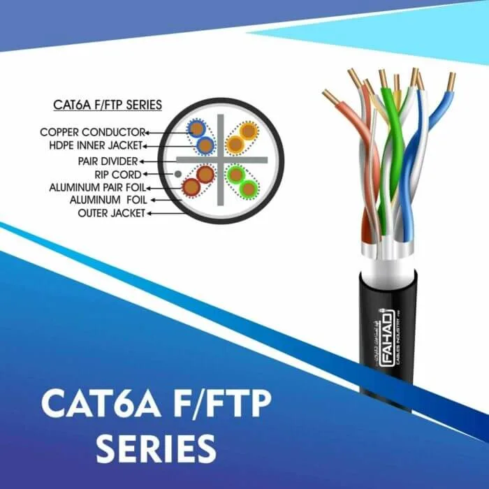 cat6a 23awg 4pair cat6a f-ftp cable 305m Reel - Fahad Cables Industry FZE